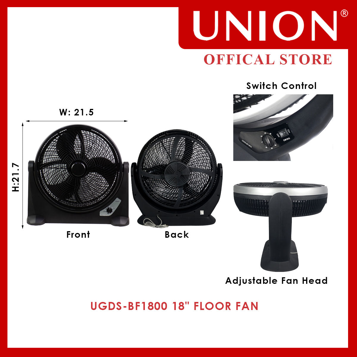 Union® 18" Designer Series Floor Fan – UnionHomeAppliances