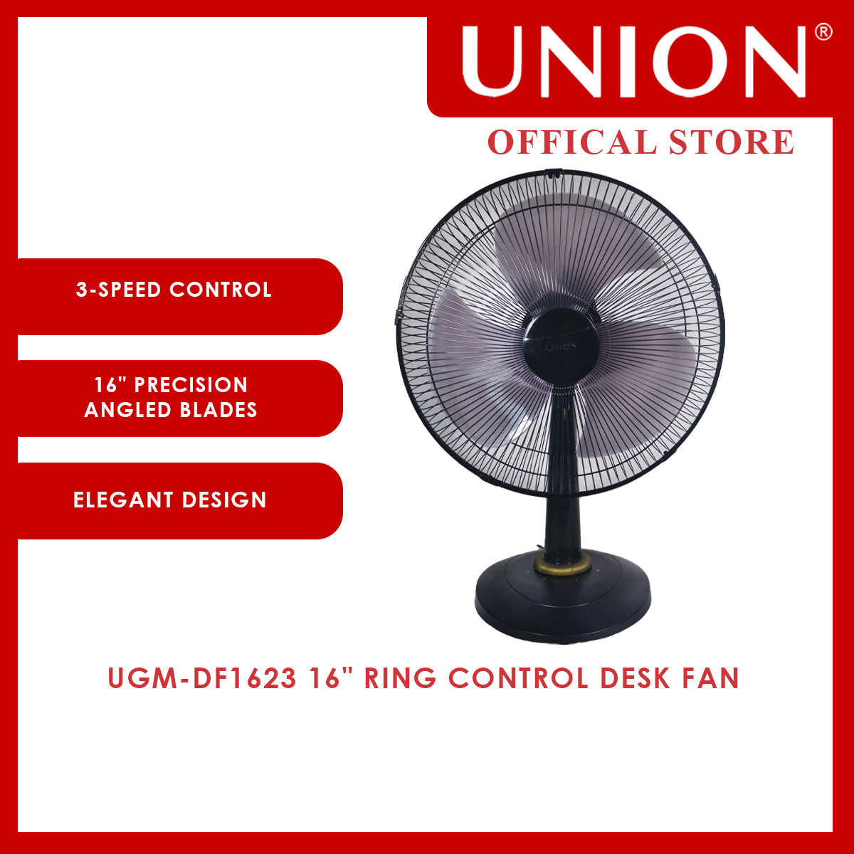 Union® 16" Ring Control Desk Fan – UnionHomeAppliances