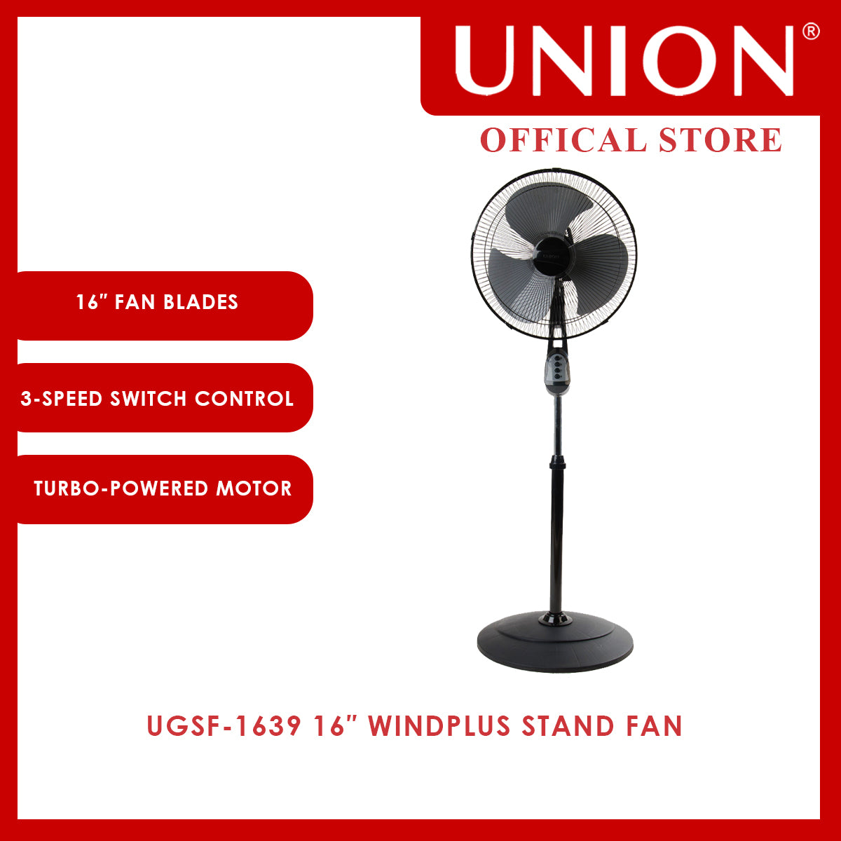 Union® 16" WINDplus Stand Fan – UnionHomeAppliances