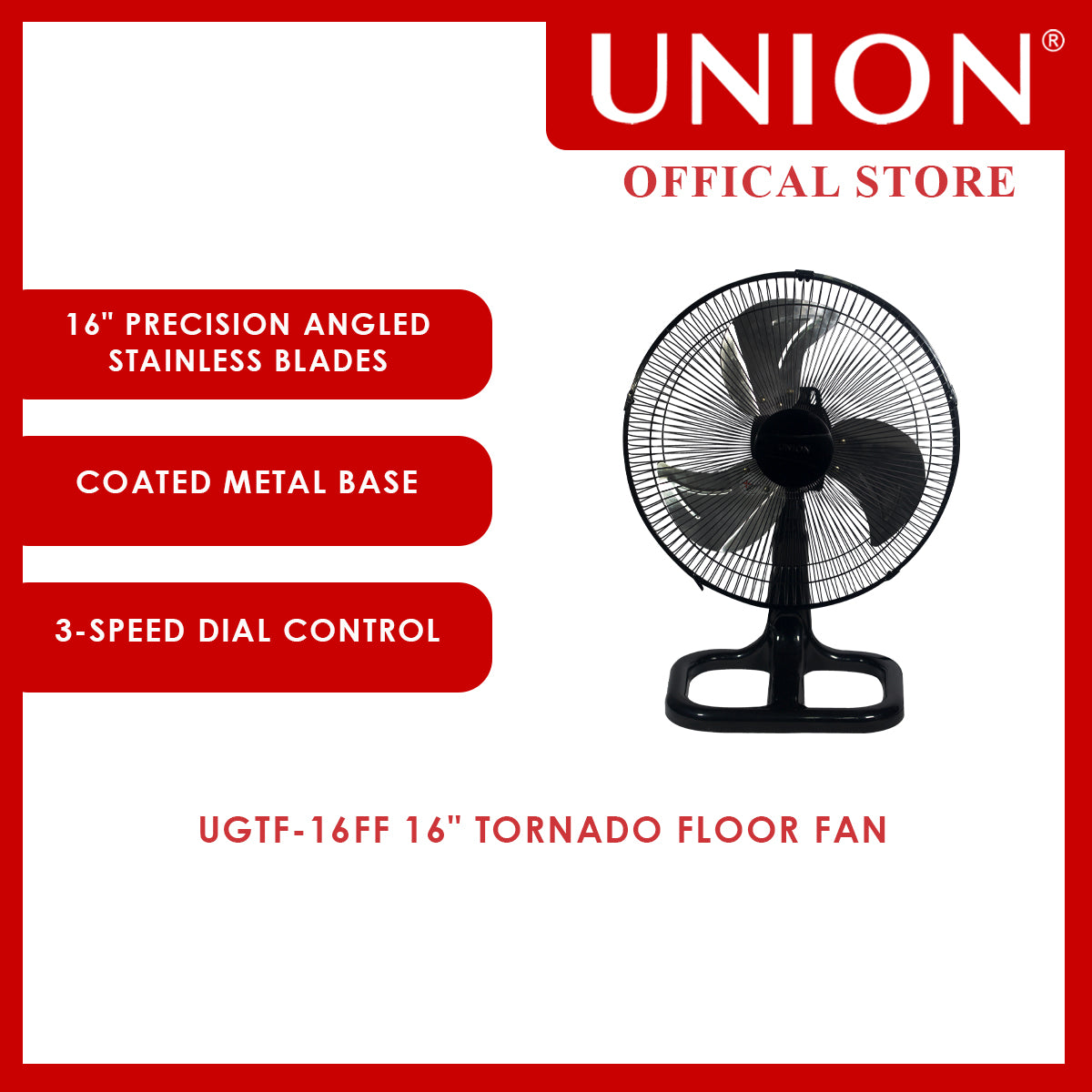 Union® 16" Tornado Floor Fan – UnionHomeAppliances