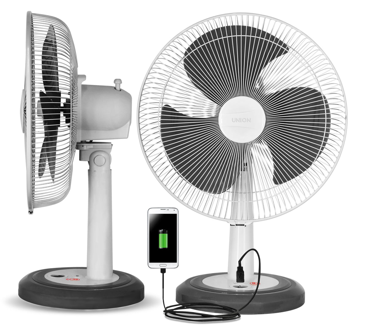 Union® 16" Desk Fan with USB Charger – UnionHomeAppliances